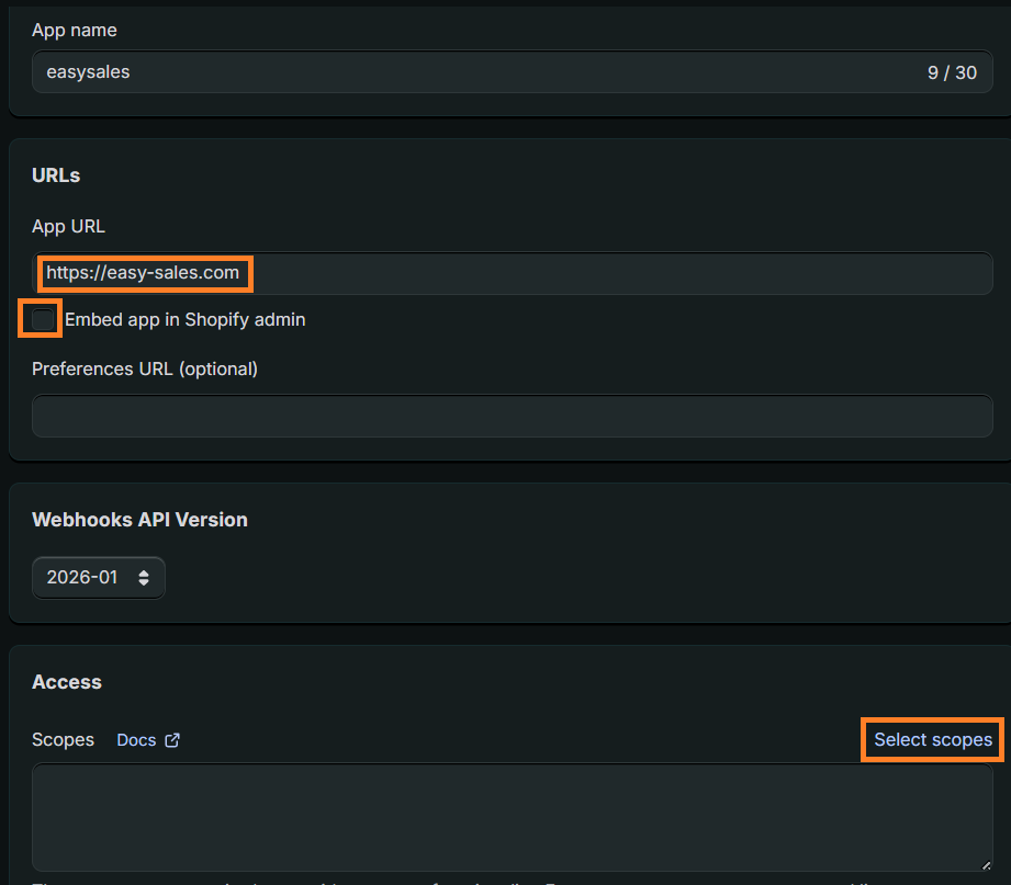 New Shopify – Instructions manual easySales