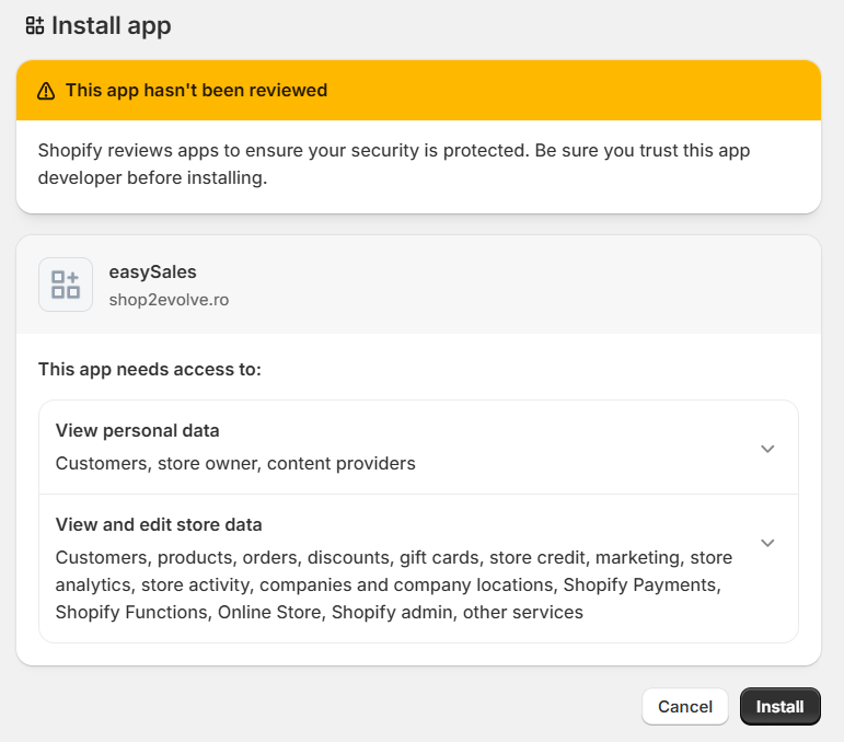 New Shopify – Instructions manual easySales